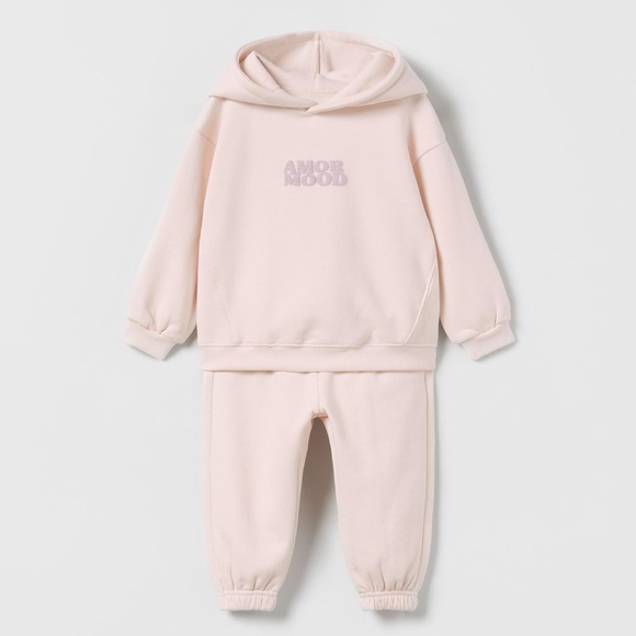 Zara | Matching Sets | Zara Light Pink Hoodie And Sweatpants Set | Poshmark